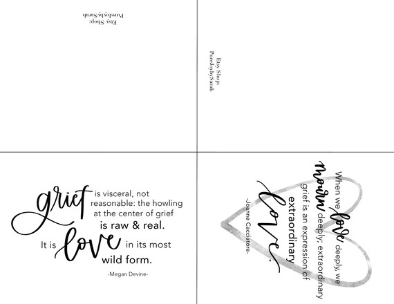 Printable Grief Sympathy Cards Grief Quotes Grief and Loss | Etsy