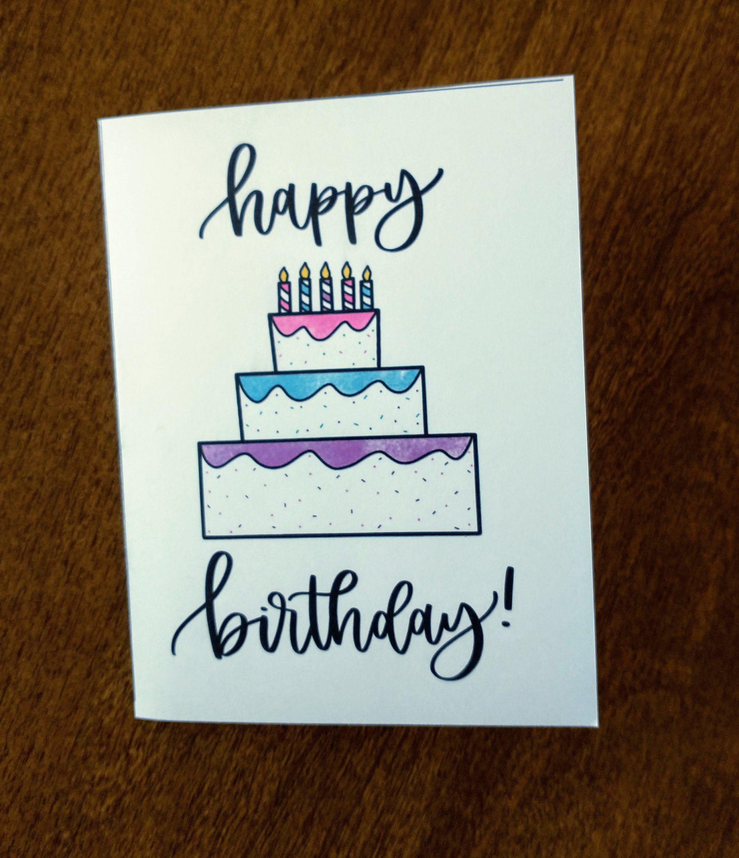 Printable Birthday Cake Happy Birthday Cards | Pink Teal Purple ...
