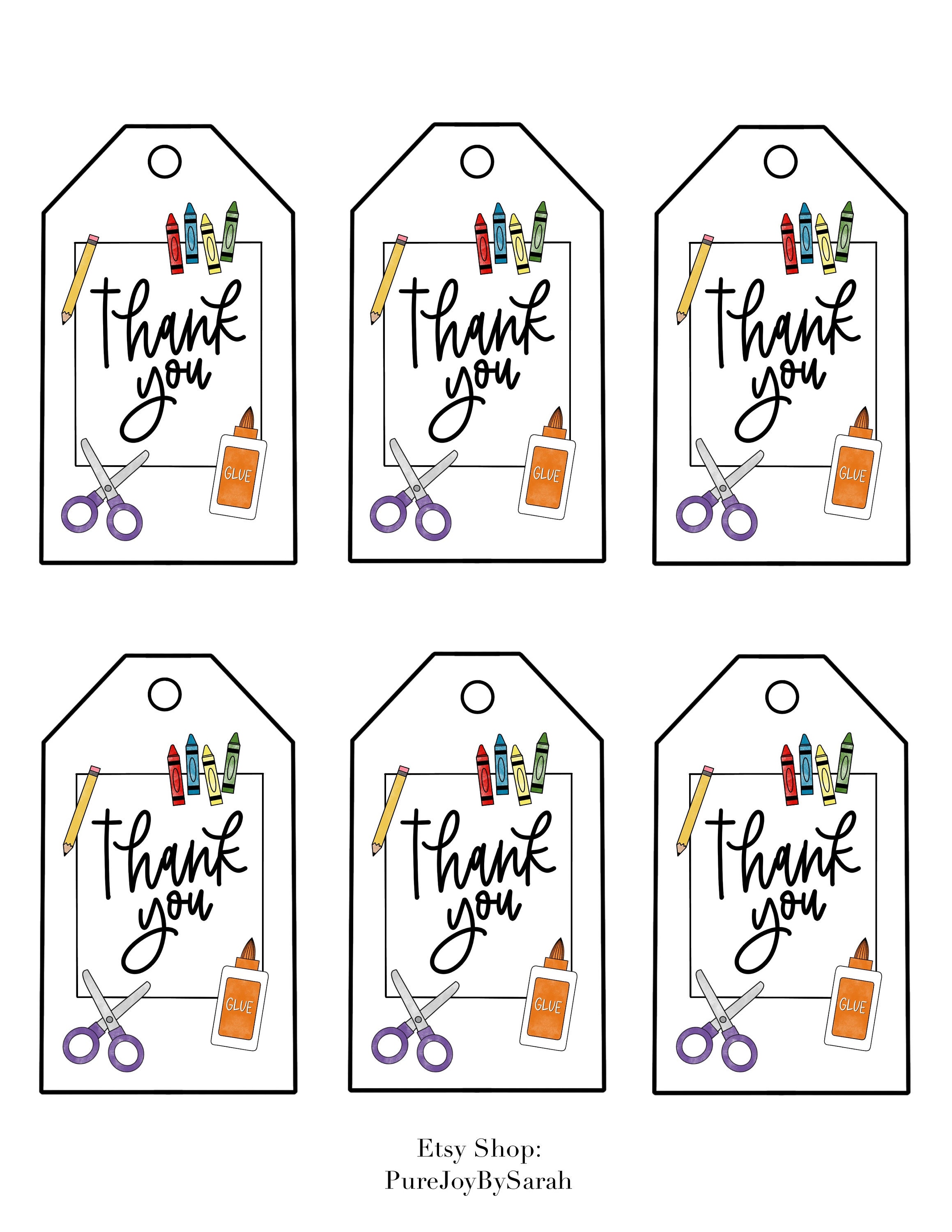 Printable Teacher Tag, Thank You With School Crafts | Teacher Staff ...
