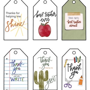 Printable Variety Teacher Thank You Tags | Teacher Staff Appreciation ...