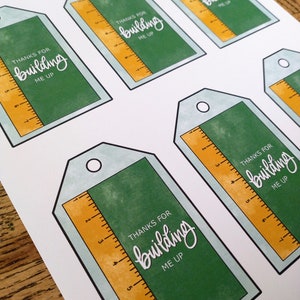 Teacher Printable Gift Tags, Thanks for Building Me up | Teacher ...
