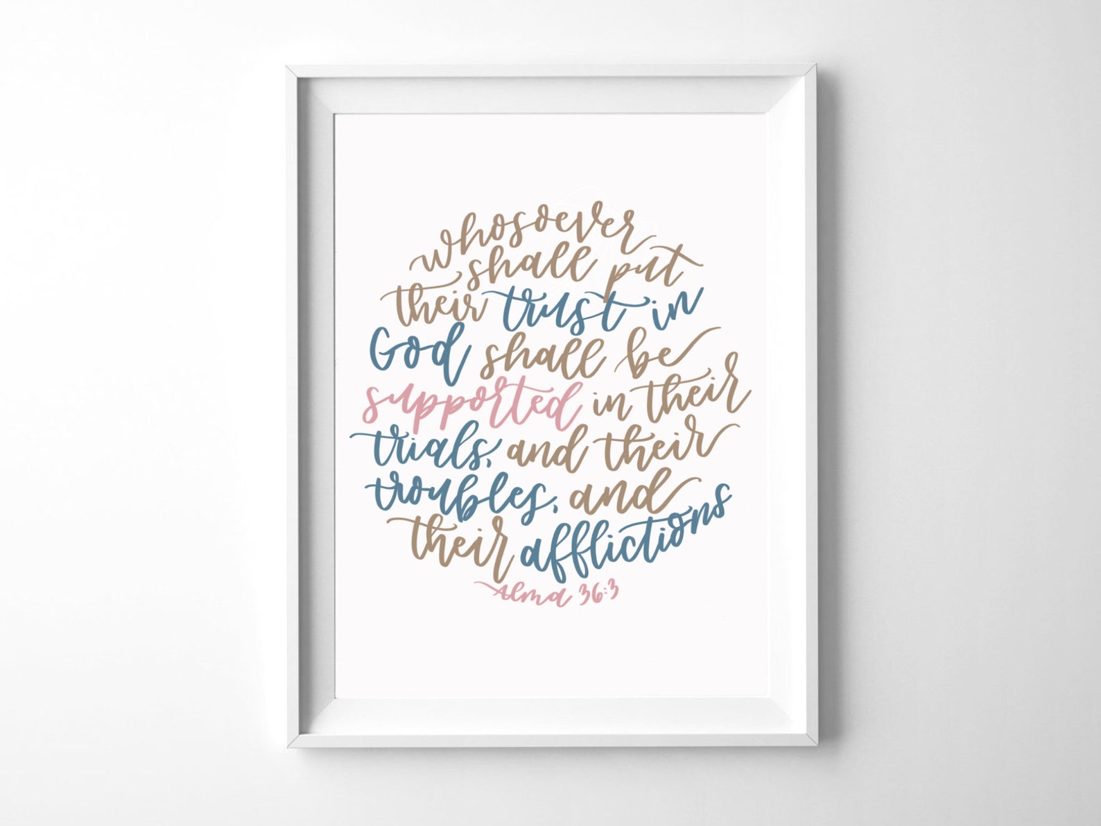 Book of Mormon Art | Alma 36:3 | Trust in God | Handlettered Scripture ...