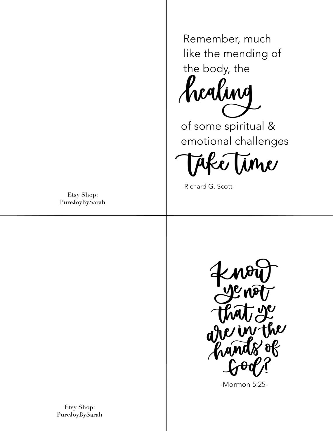 Printable Grief Sympathy Card Scripture Cards LDS Quotes Loss ...