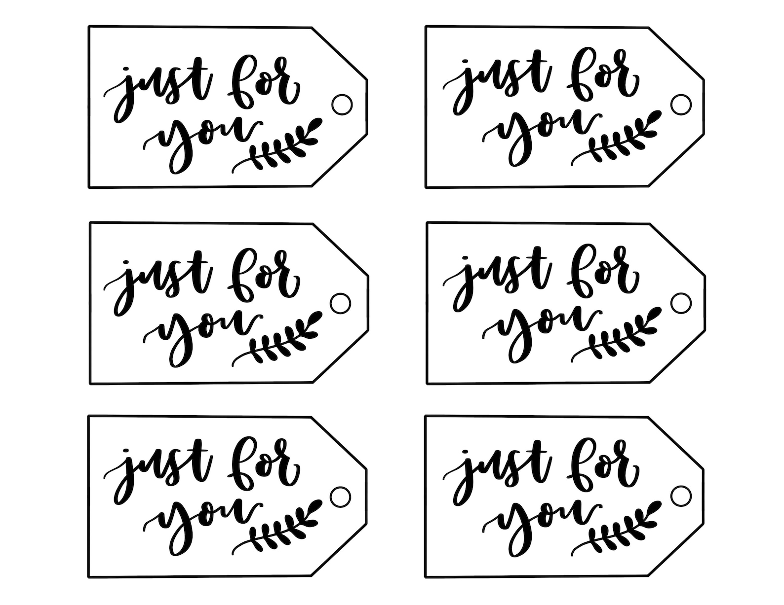 Just for You Gift Tags | Printable Gift Tags | Gift Tags Printable ...