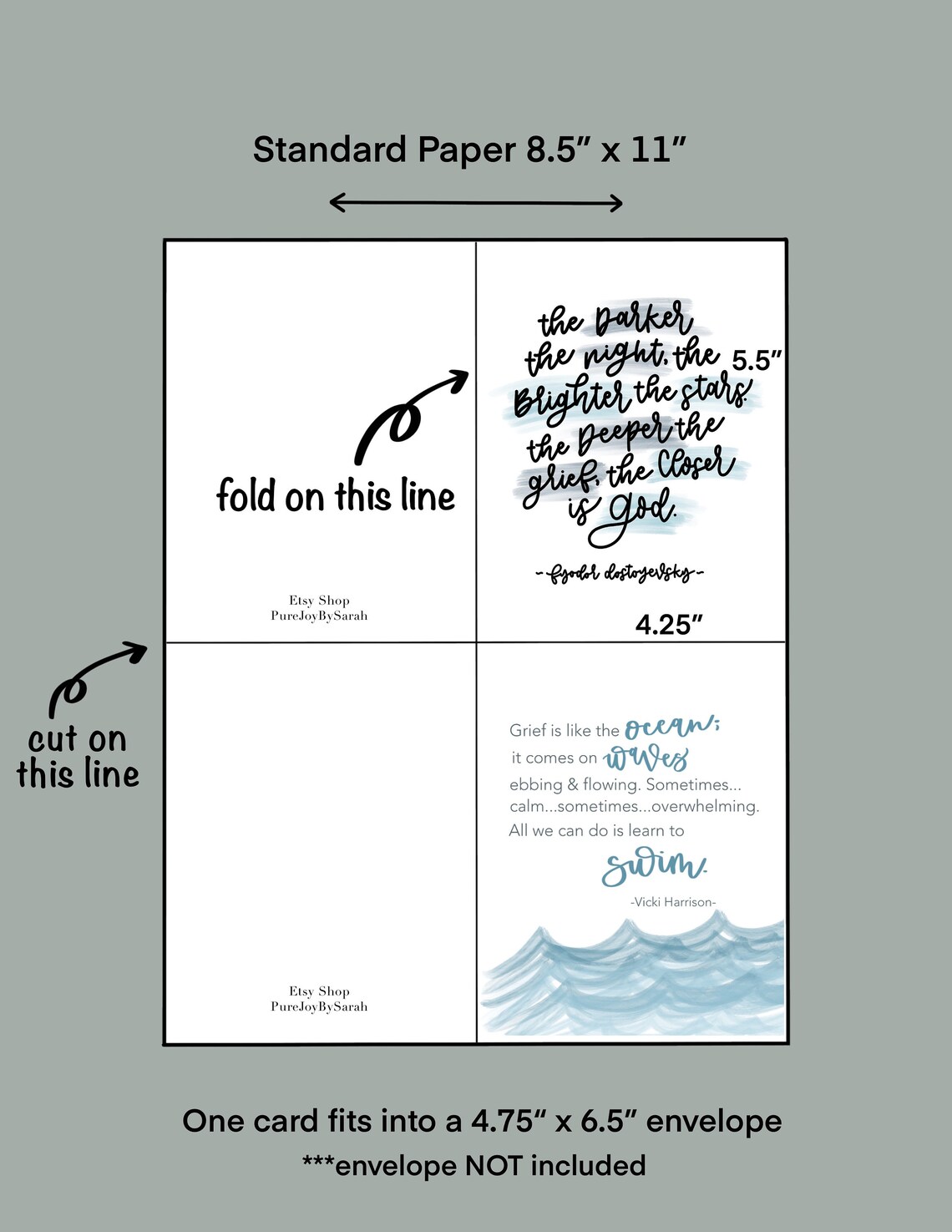 Printable Grief Sympathy Card | Deep Grief & Grief is Like the Ocean ...