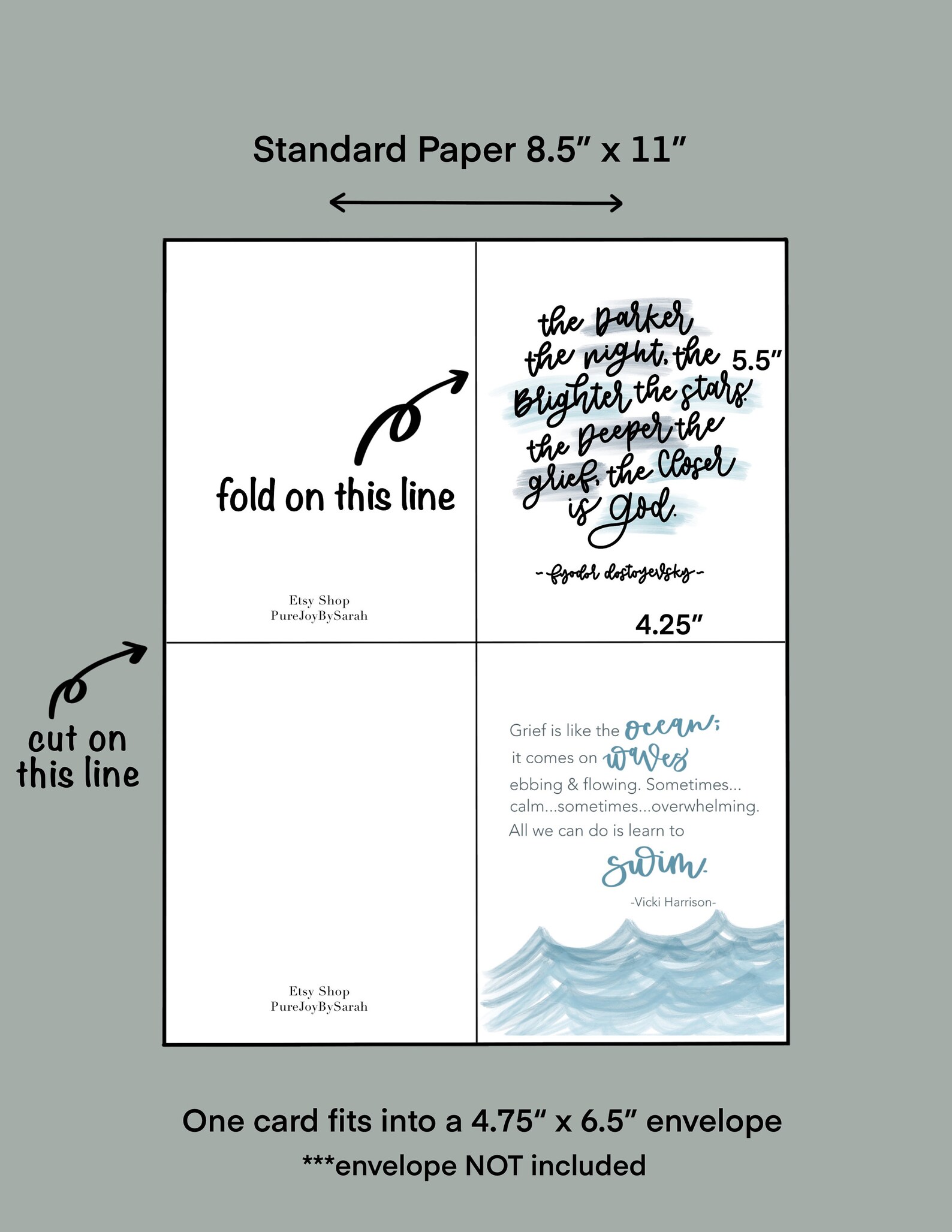 Printable Grief Sympathy Card | Deep Grief & Grief is Like the Ocean ...