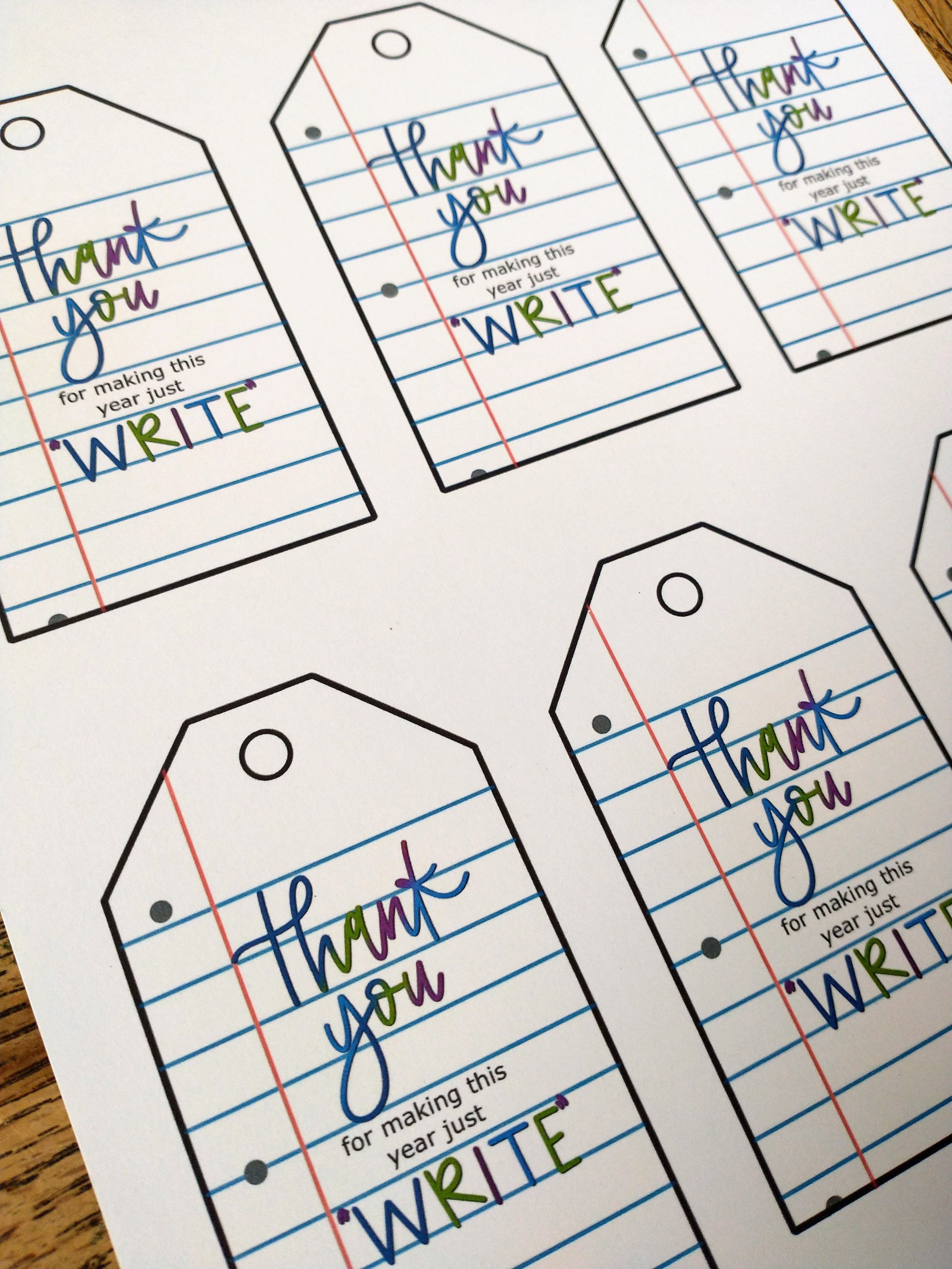 Printable Teacher Tag, Thank You for Making This Year Just "write ...
