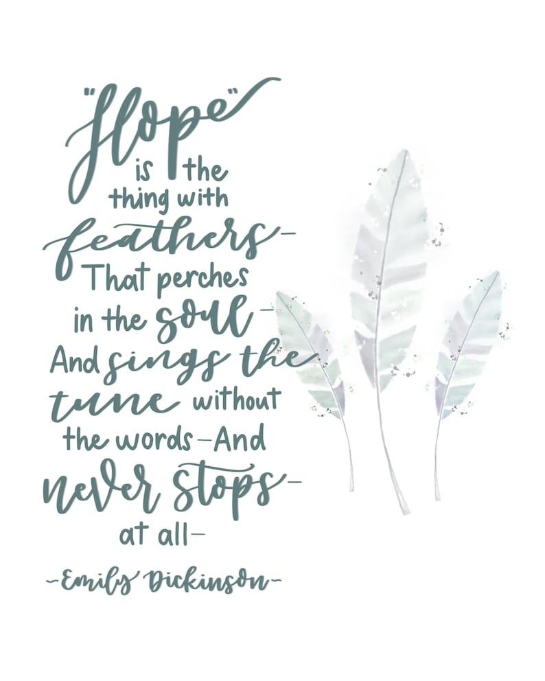 Hope is the Thing With Feathers | Emily Dickinson | Handlettered Poem ...