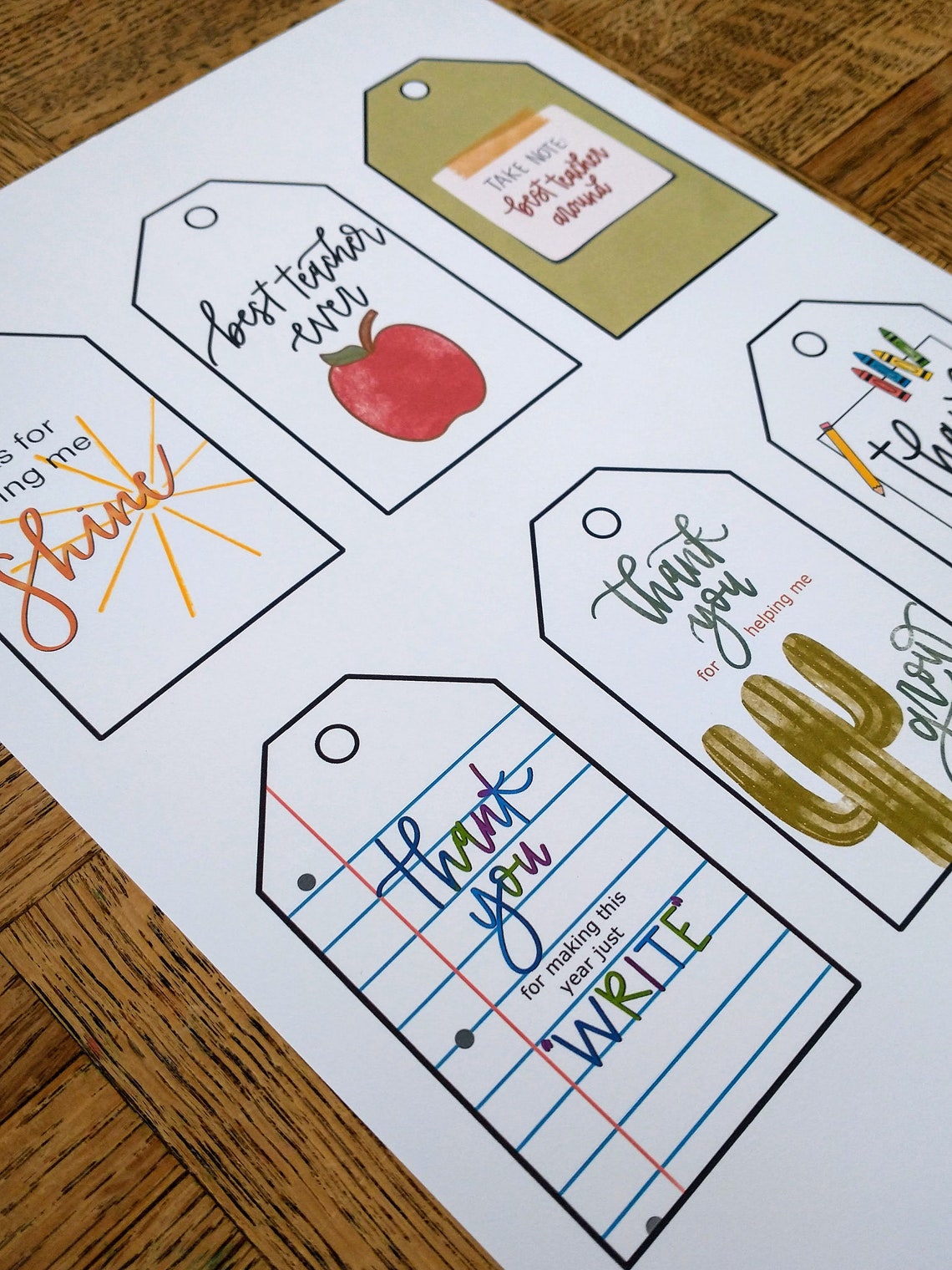 Printable Variety Teacher Thank You Tags | Teacher Staff Appreciation ...