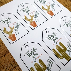 Printable Teacher Thank You Watercolor Cactus Tag | Teacher ...