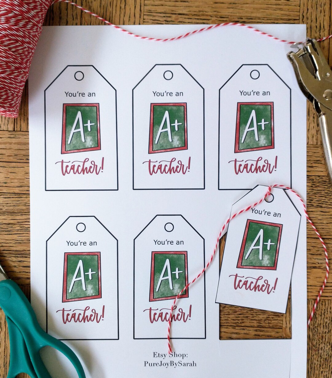 Printable Teacher Tag, A+ Teacher | Teacher Appreciation Tags | Thank ...