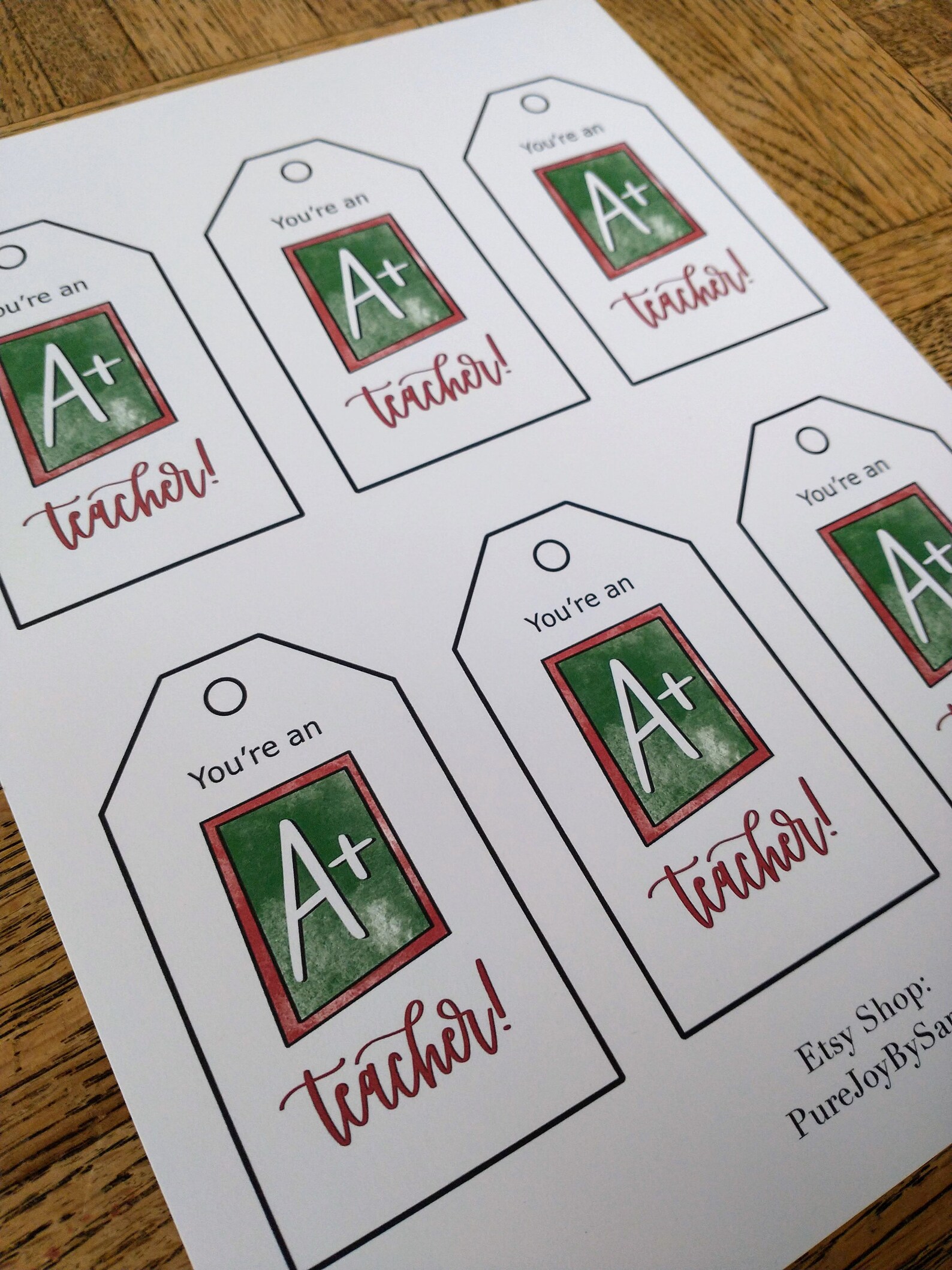 Printable Teacher Tag, A+ Teacher | Teacher Appreciation Tags | Thank ...