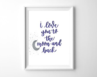 I Love You to the Moon and Back Handlettered Doodle Digital Download Print - Etsy