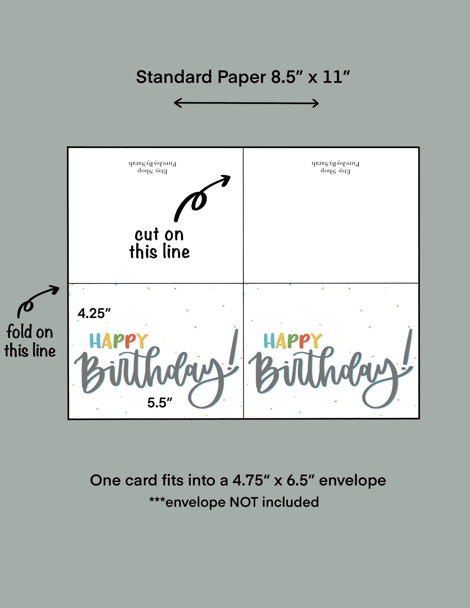 Printable Happy Birthday Confetti Cards Handlettered Cards Birthday ...