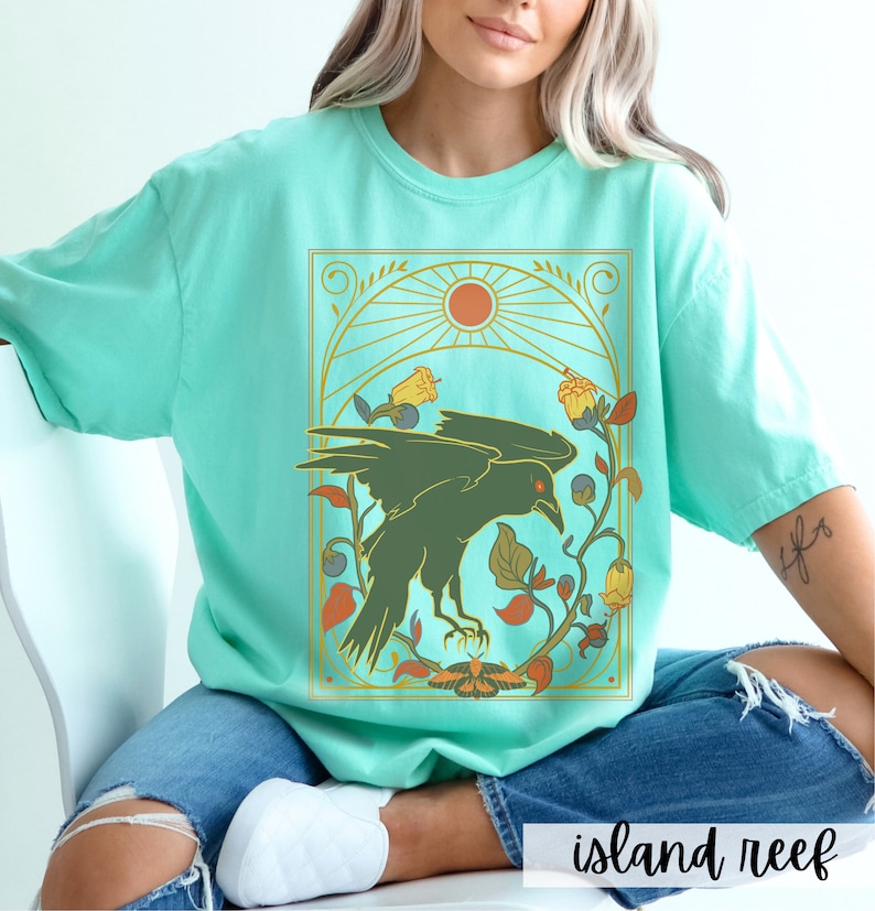 Art Nouveau Raven Tee Crow Shirt Boho Tshirt Whimsigoth Shirt Raven ...