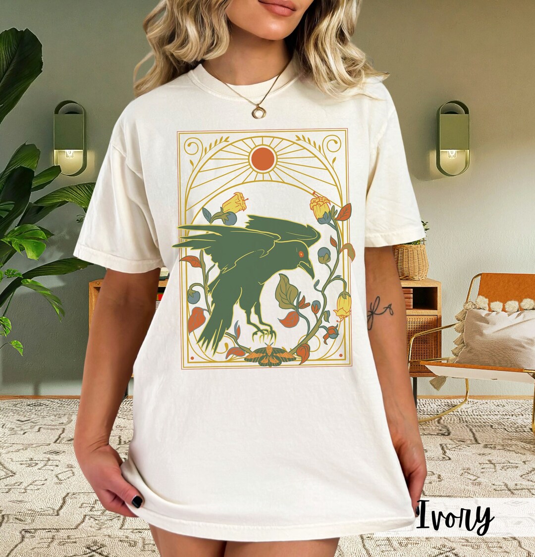 Art Nouveau Raven Tee Crow Shirt Boho Tshirt Whimsigoth Shirt Raven ...