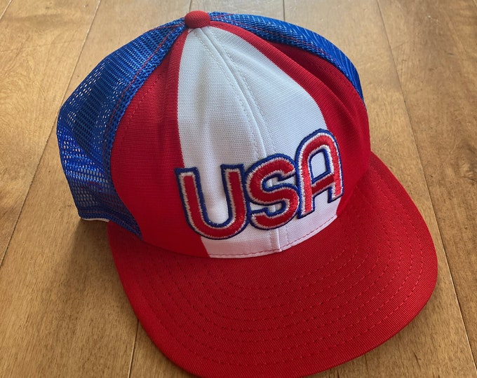 1980s USA Trucker Cap Vintage AJD Lucky Stripes Made in USA 100% Nylon Double Knit Large ...