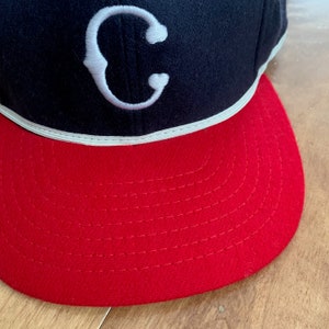 80s Vintage Cleveland Buckeyes Fitted Hat 1980s Navy & Red Made in USA ...