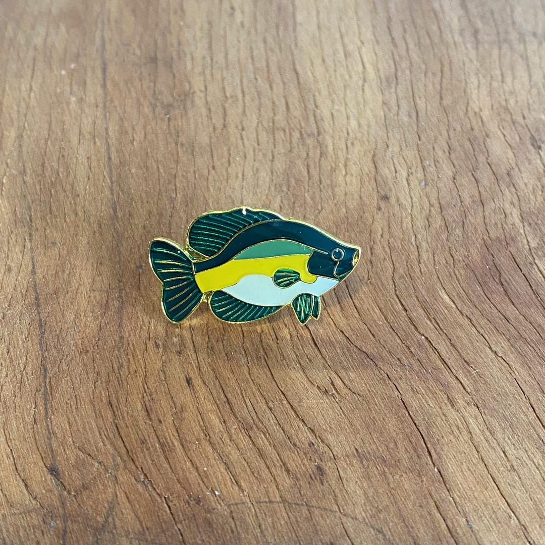 1980s Vintage SUNFISH Enamel Lapel Pin Retro Fisherman Fishing Angling ...