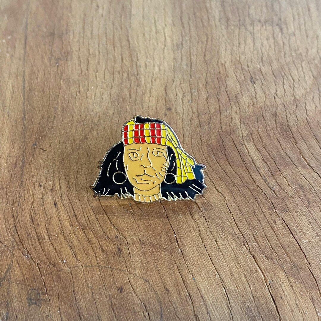 1980s Vintage NATIVE AMERICAN Enamel Lapel Pin Retro First Nation ...