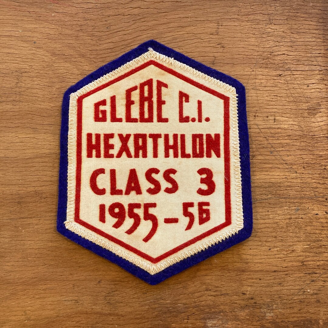 1955-56 Glebe Collegiate Institute Hexathlon Class 3 Souvenir Patch ...