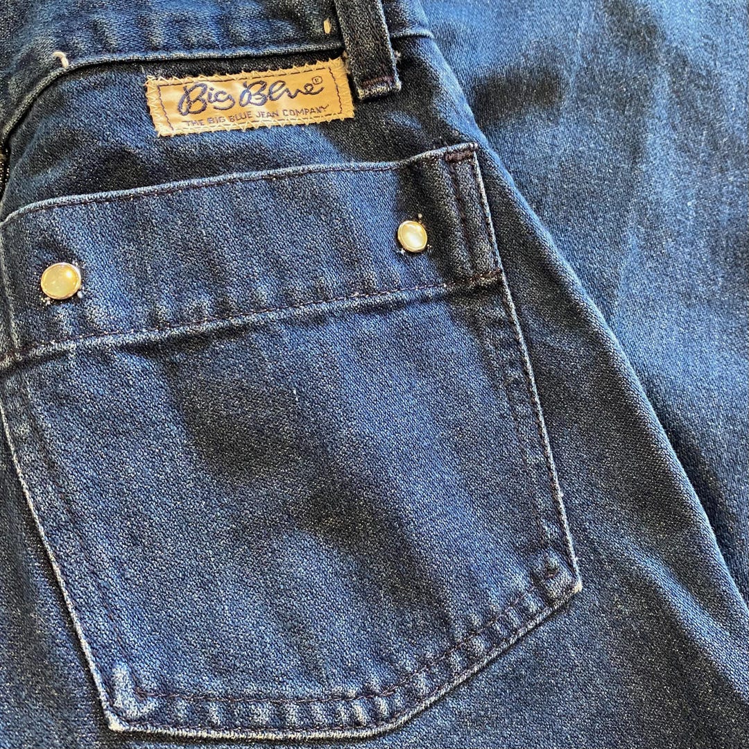 1970s Vintage BIG BLUE Jeans Retro Dark Wash Straight Leg Denim Pants ...