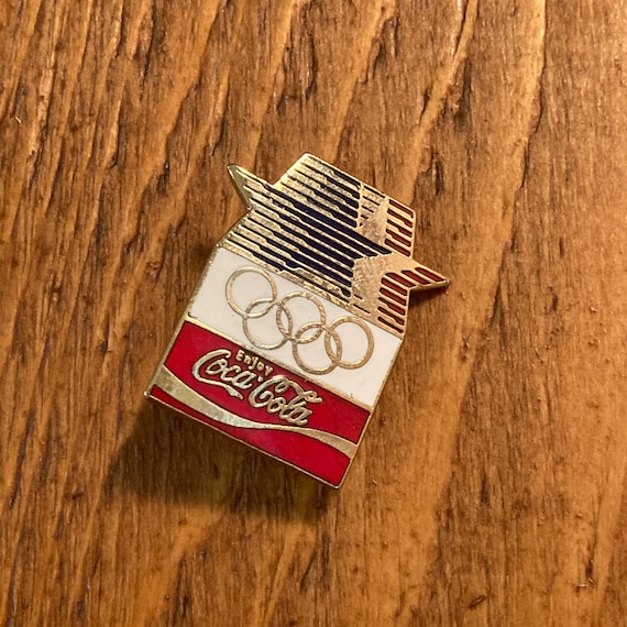 1984 USA Summer Olympics Coca Cola Sponsor Enamel Lap… - Gem