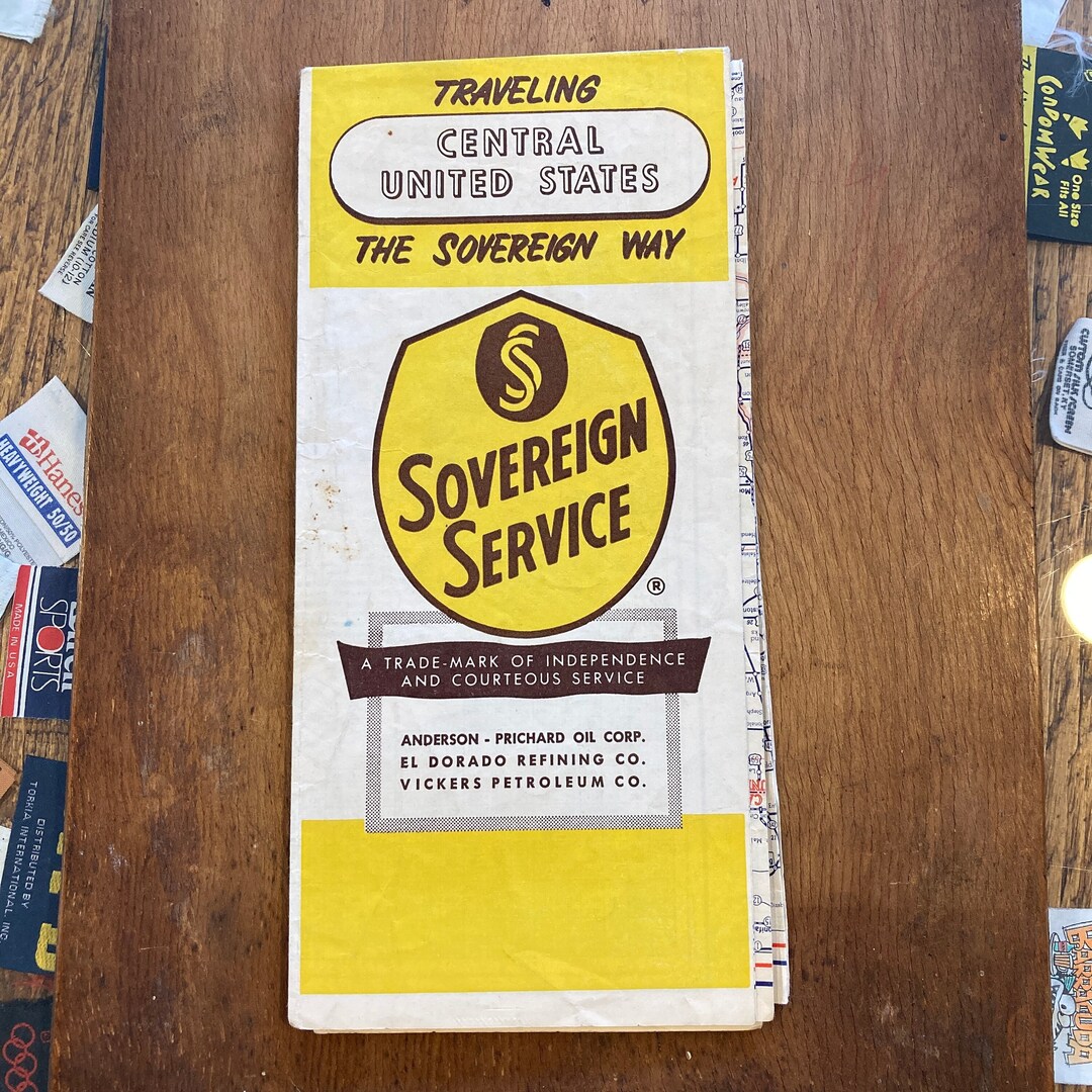 1950s Sovereign Service Station Central United States Road Map Vintage ...
