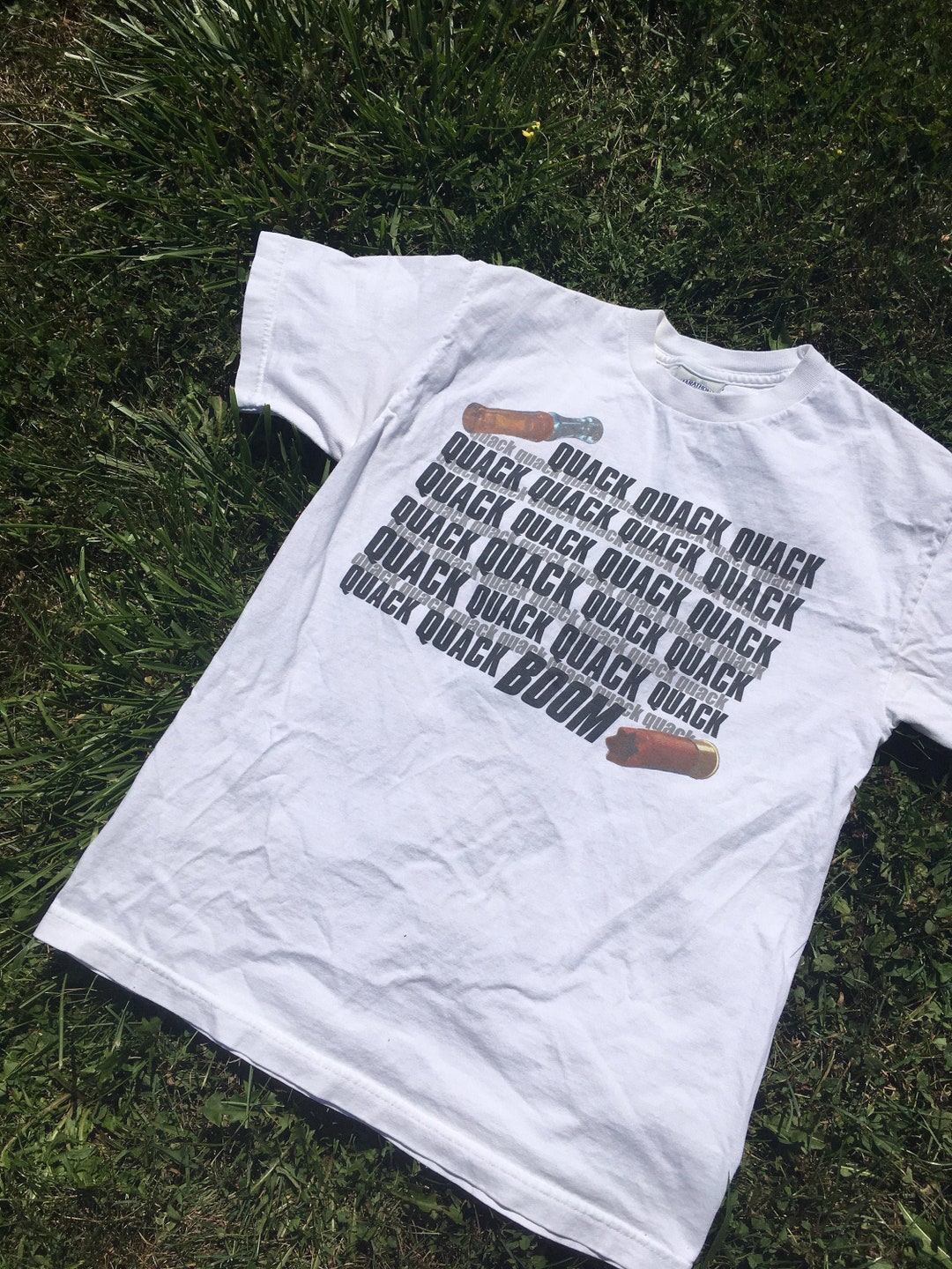 Vintage 1990s Quack Quack Boom Duck Call Hunting T-shirt Shotgun Shell ...