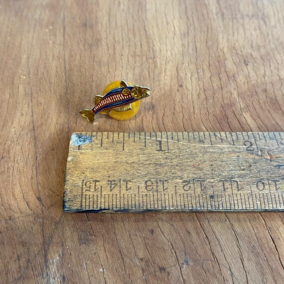 1980s Vintage SALMON FISH Enamel Lapel Pin Retro Fish… - Gem
