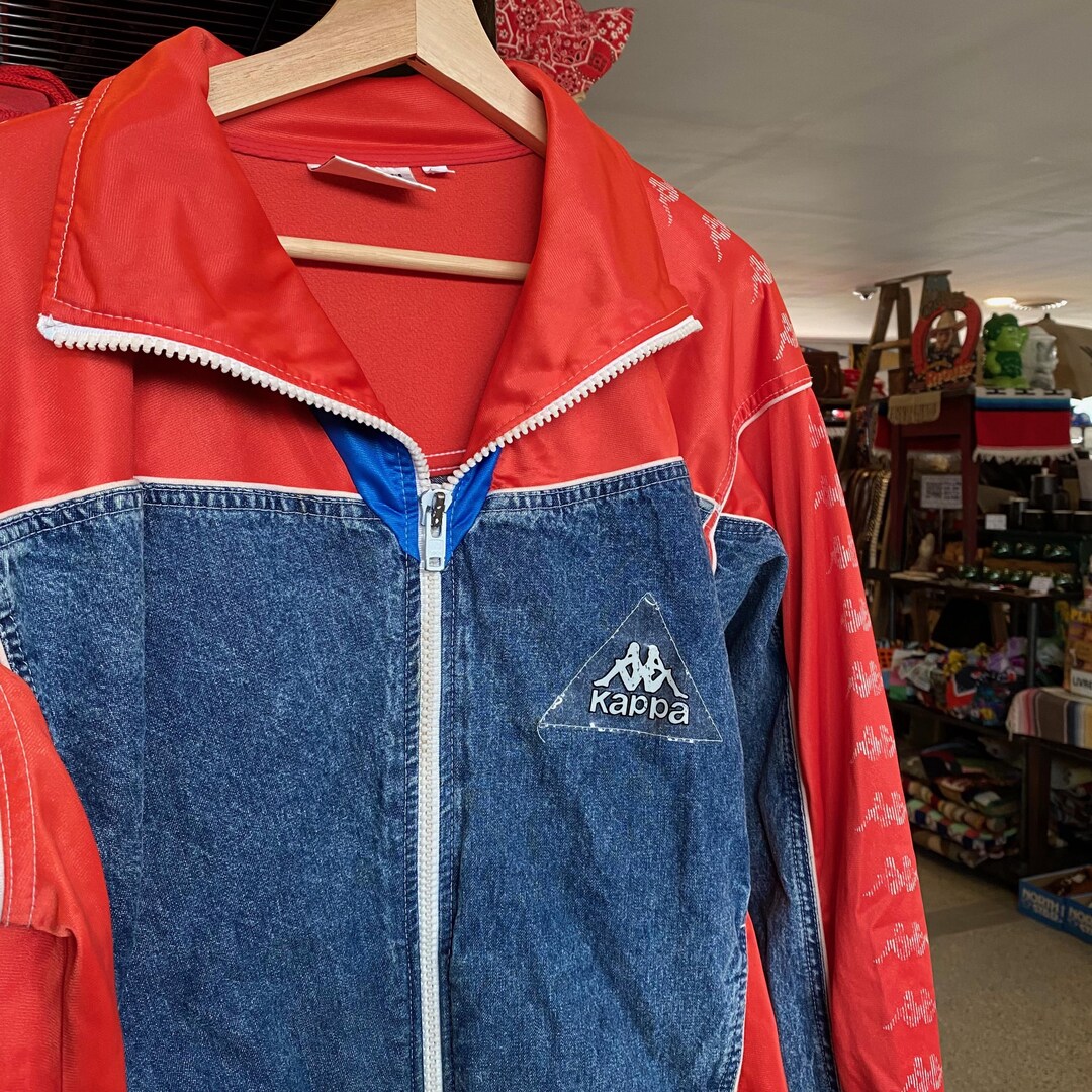 1990s Vintage KAPPA USA Track & Field Team Two Piece Denim Tracksuit ...