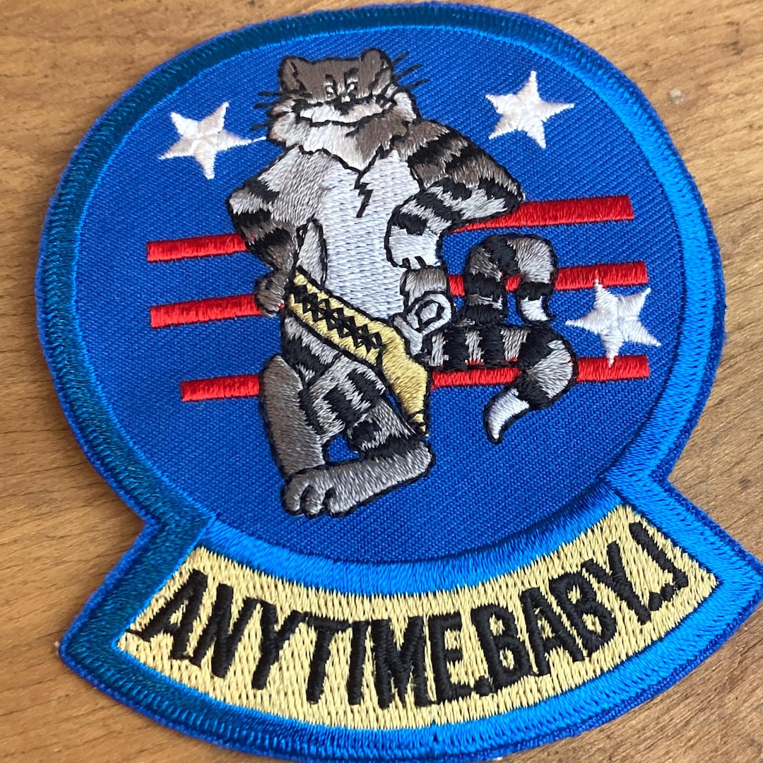 1980s Vintage F14 Tomcat Anytime Baby Embroidered Patch US Navy ...