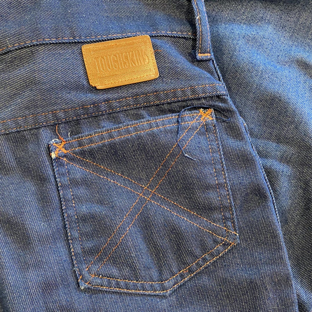 1970s Vintage TOUGHSKINS Flared Jeans Retro Sears Roebuck Dark Wash ...