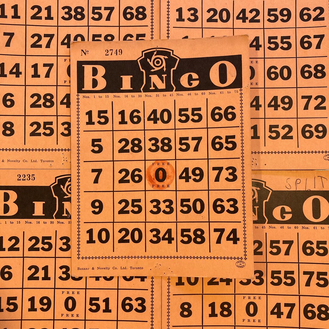 1960s Lot of 5 Bingo Cards Bazaar & Novelty Co Ltd Toronto Made in ...