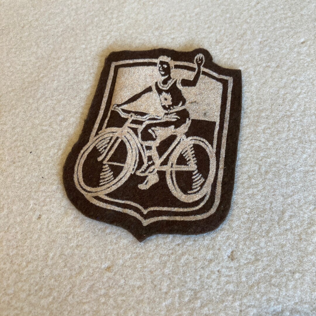 Rare Vintage 1950s Cyclist Felt Patch Flocked Bicycle Badge - Etsy