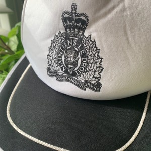 80s RCMP Royal Canadian Mounted Police Three Stripe Trucker Cap Vintage ...