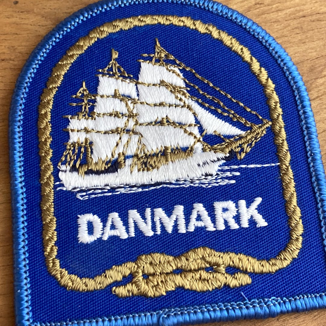 1980s Vintage Danmark Embroidered Patch Danish Sailboat Sailing Badge ...