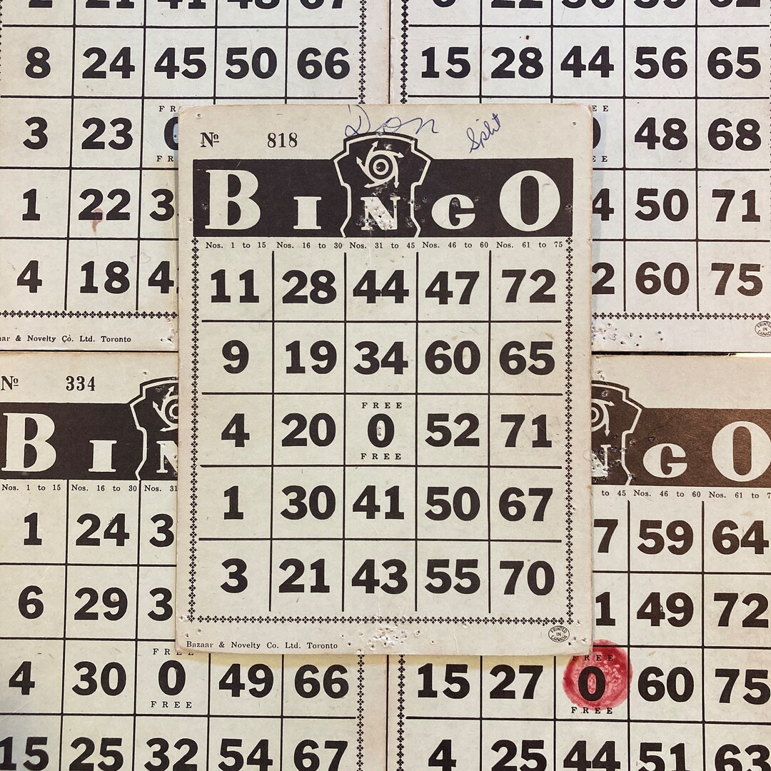 1960s Bingo Cards Lot, Bazaar & Novelty Co, Toronto, Canada - Etsy