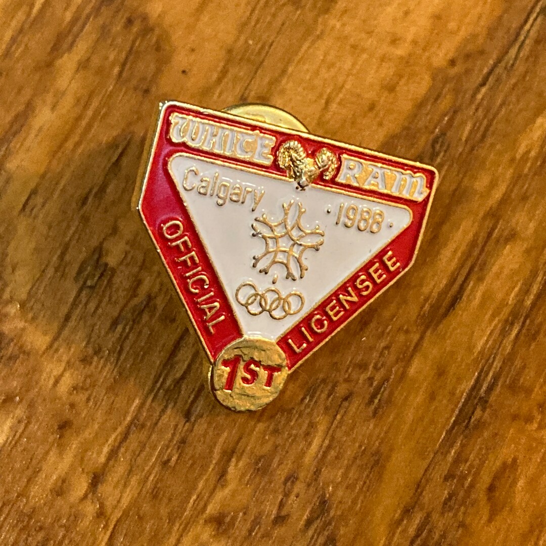 1988 Calgary Olympics White Ram Enamel Lapel Pin Vintage 1980s Made in ...