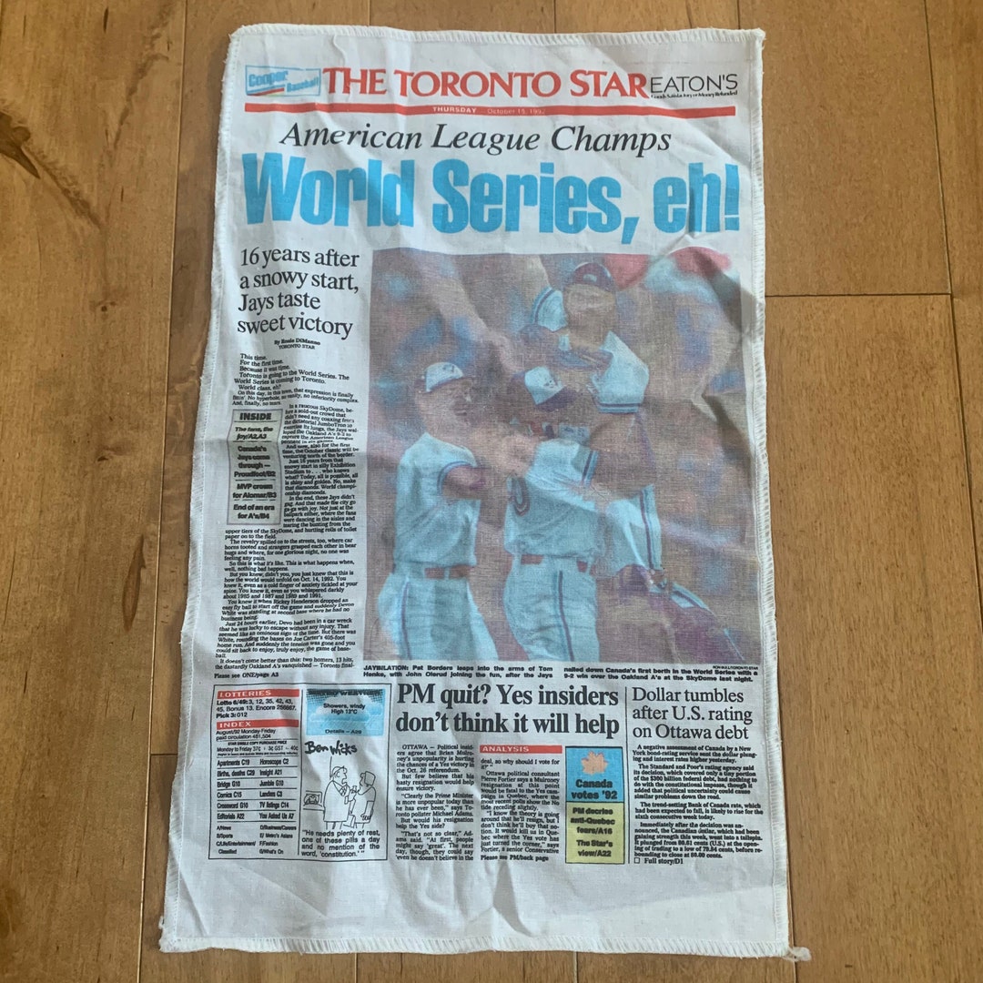 1992 Toronto Blue Jays World Series Champions Newspaper Headline ...