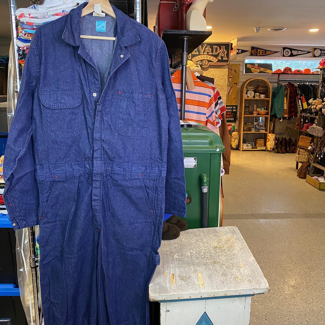 1970s Vintage MAVERICK Coveralls Dark Wash Straight Leg Denim Carpenter ...