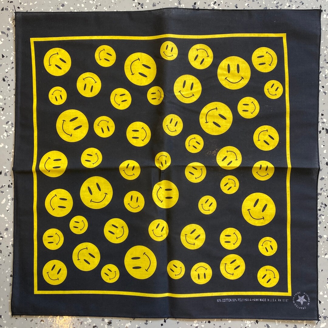 1990s Smiley Face Bandana, Hav-a-hank USA Made Scarf - Etsy