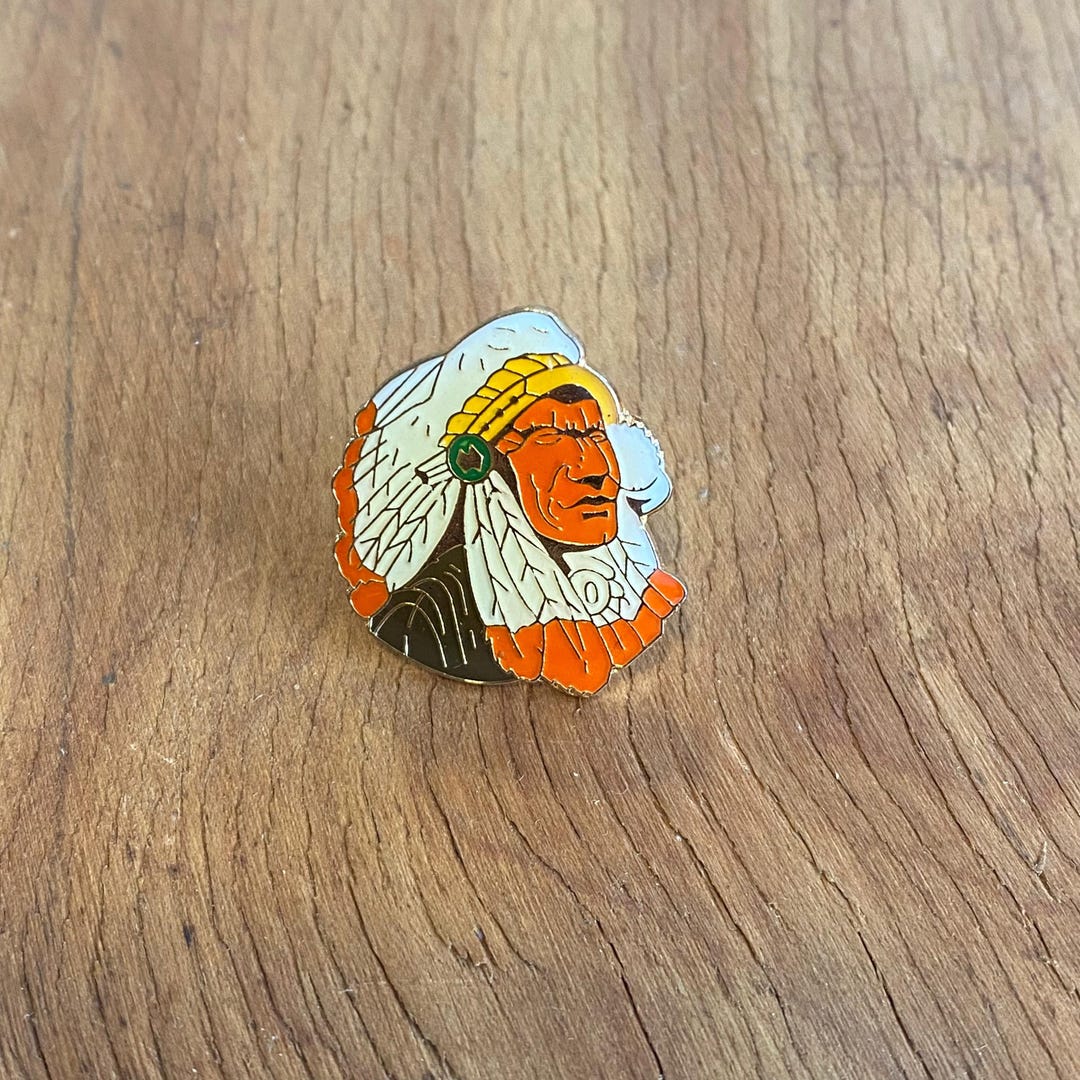 Vintage 1980s Native American Chief Head Enamel Lapel Pin - Etsy