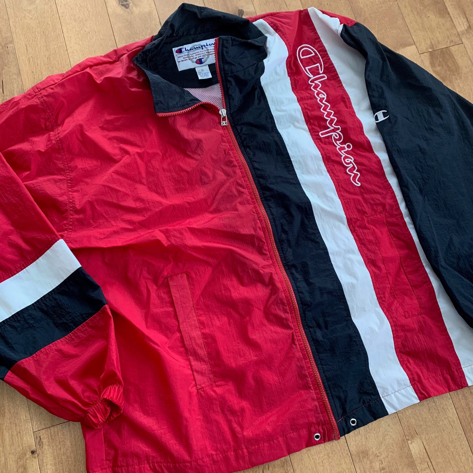 90s Champion Windbreaker Vintage 1990s Red Black White - Etsy