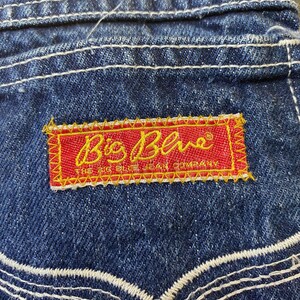 1970s Vintage BIG BLUE Jeans Retro Medium Wash Straight Leg Denim Pants ...