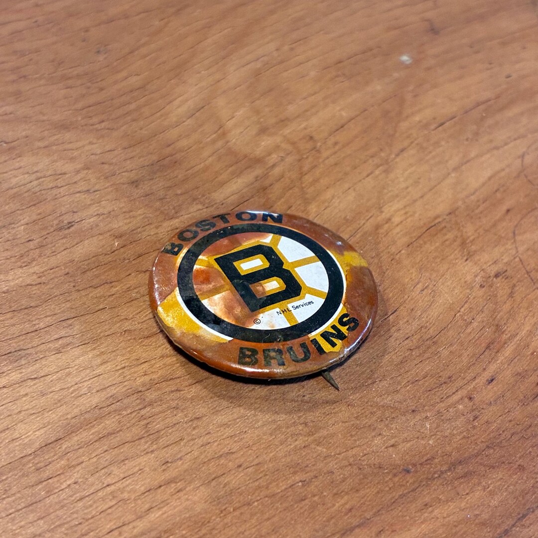 1960s Vintage BOSTON BRUINS Pinback Retro NHL Hockey Button Stained ...