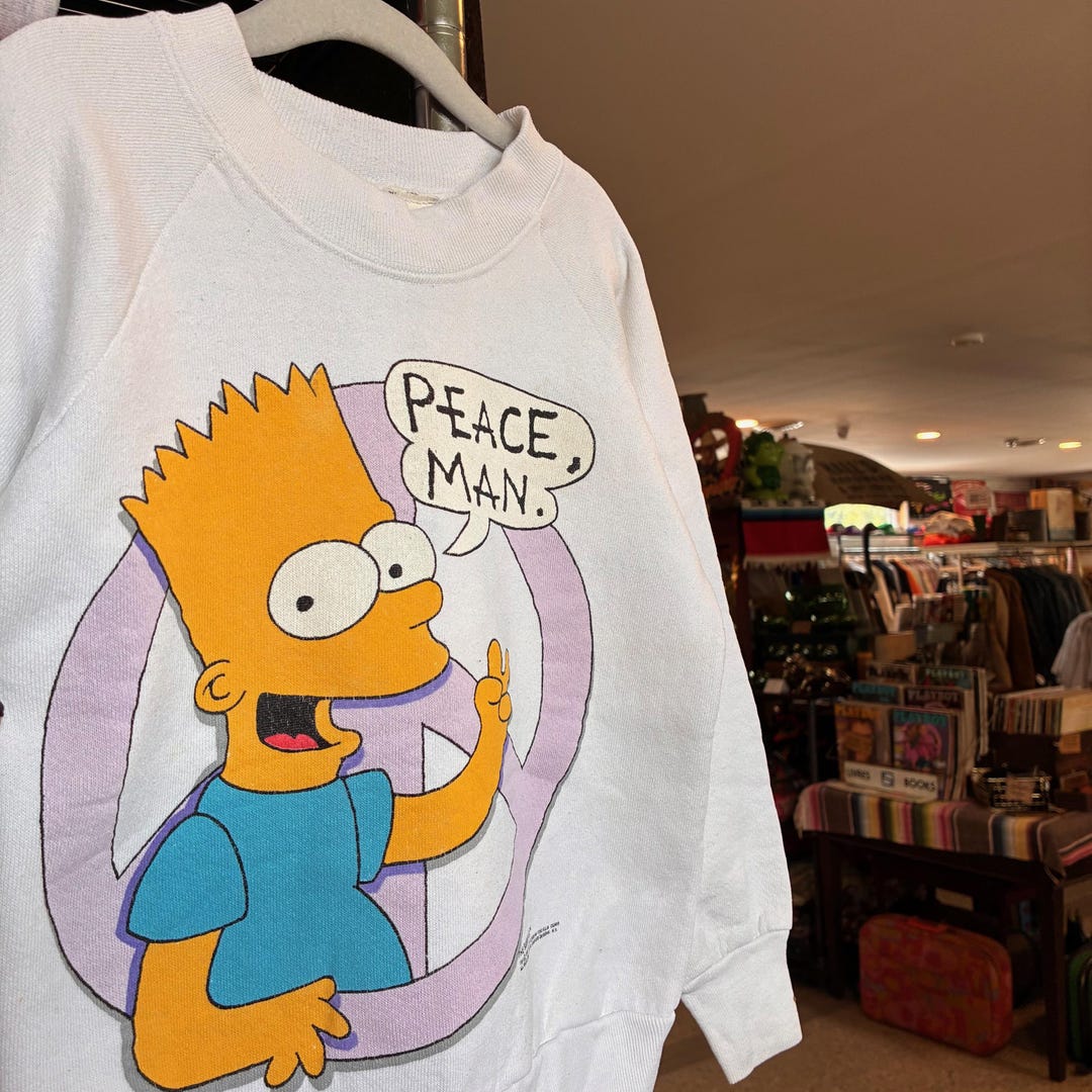 1990s Vintage BART SIMPSON Kids Sweatshirt the Simpsons Peace Sign ...