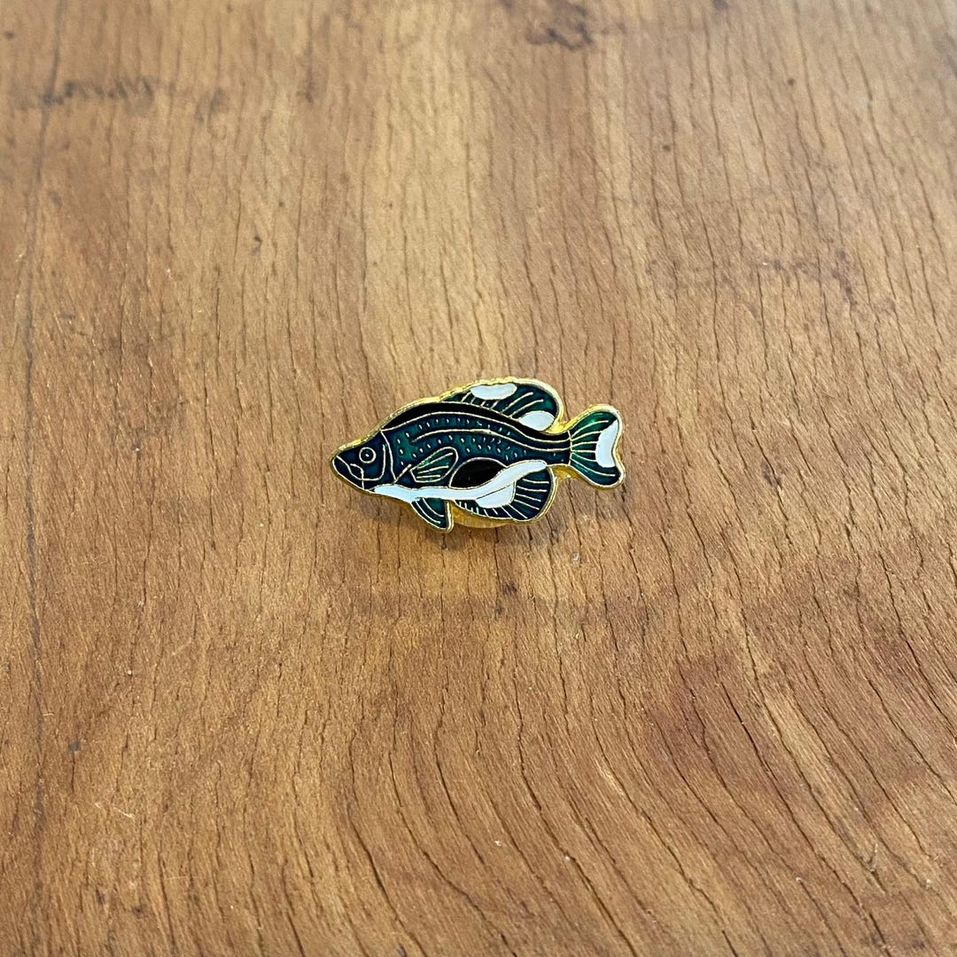 1980s Vintage BASS FISH Enamel Lapel Pin Retro Fisherman Fishing ...