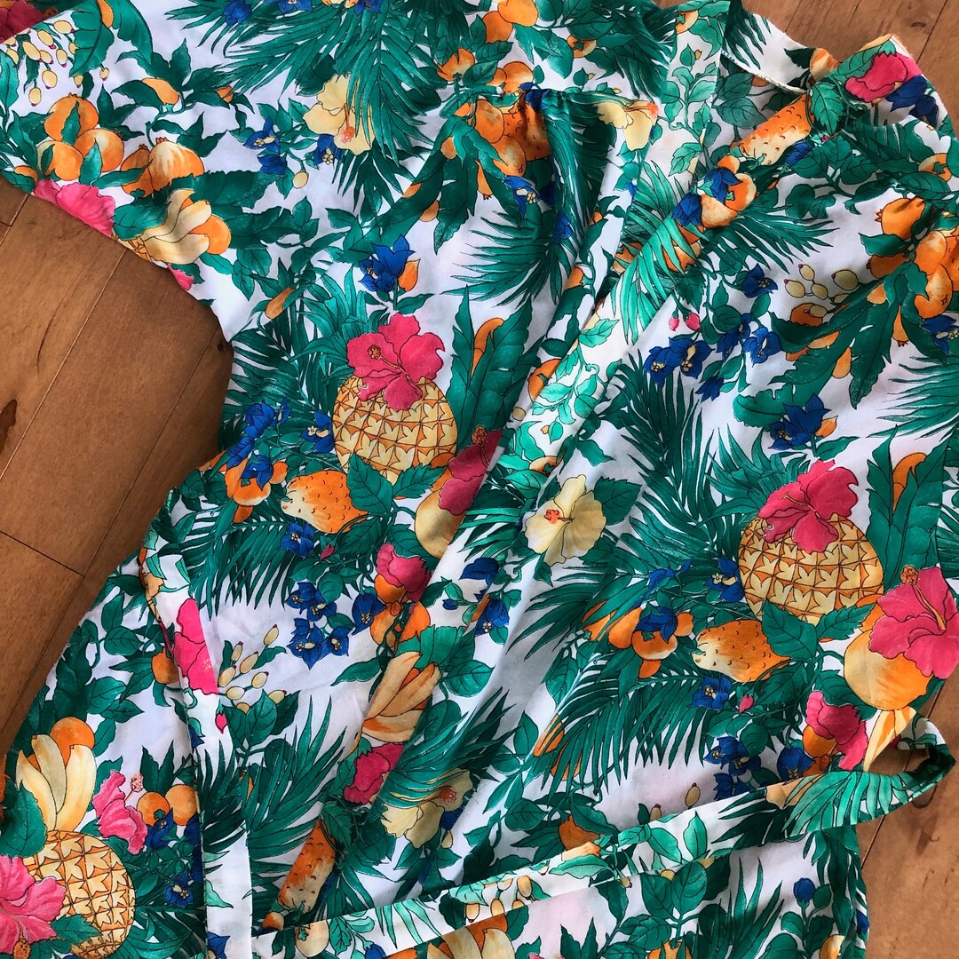 70s Tropical Housecoat Vintage 1970s Ladies Womens All Over Print Retro ...