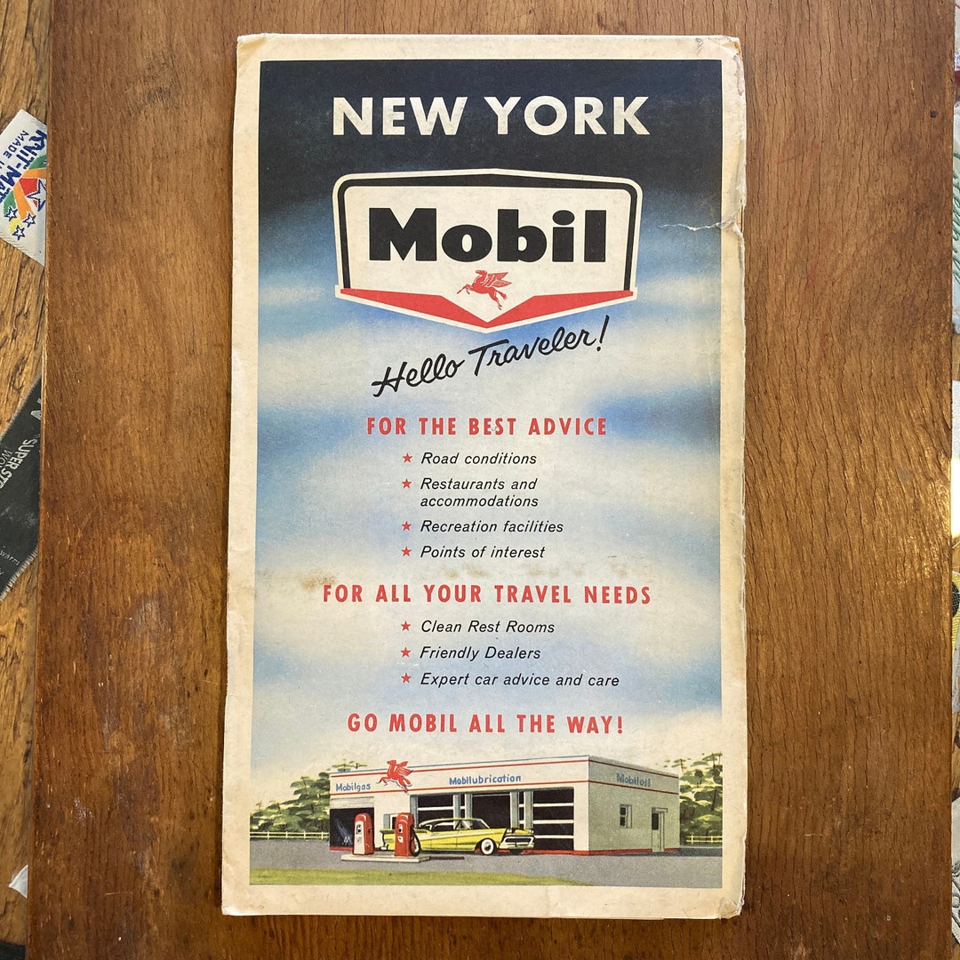 1960s Mobil New York Road Map Vintage Ephemera Petroliana Road Trip ...